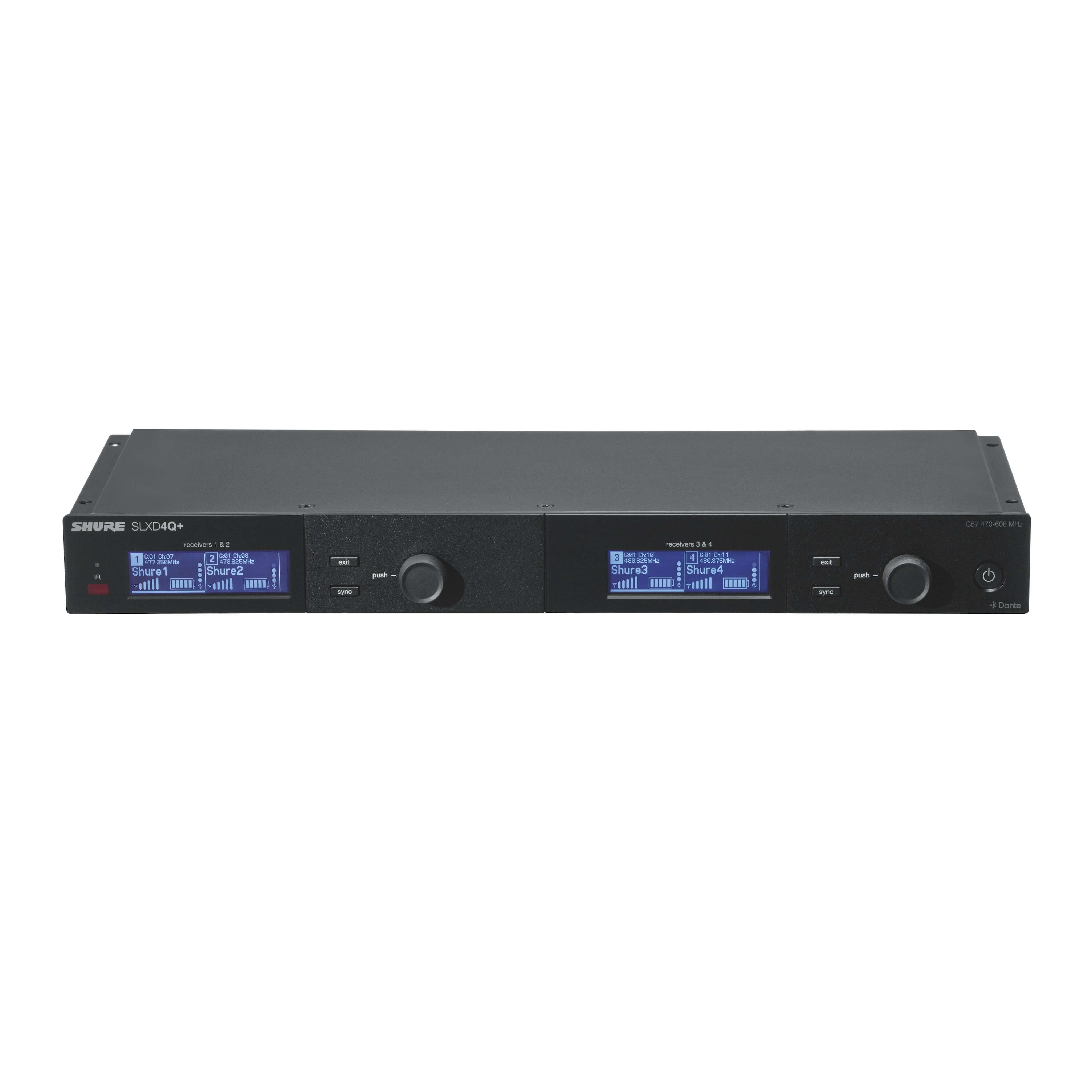 Shure SLXD4QDAN+ - Quad Channel Digital Wireless Receiver with Dante
