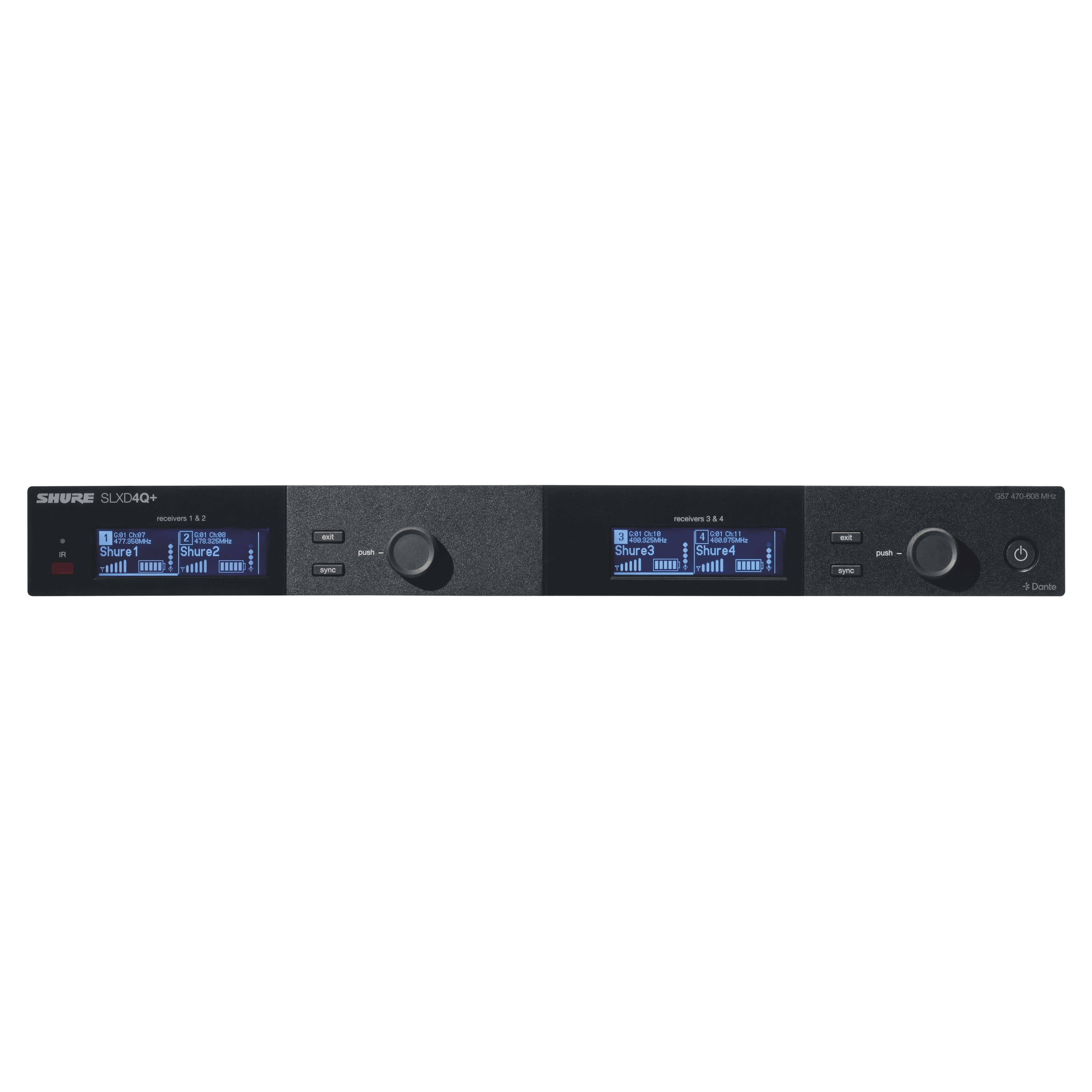 Shure SLXD4QDAN+ - Quad Channel Digital Wireless Receiver with Dante